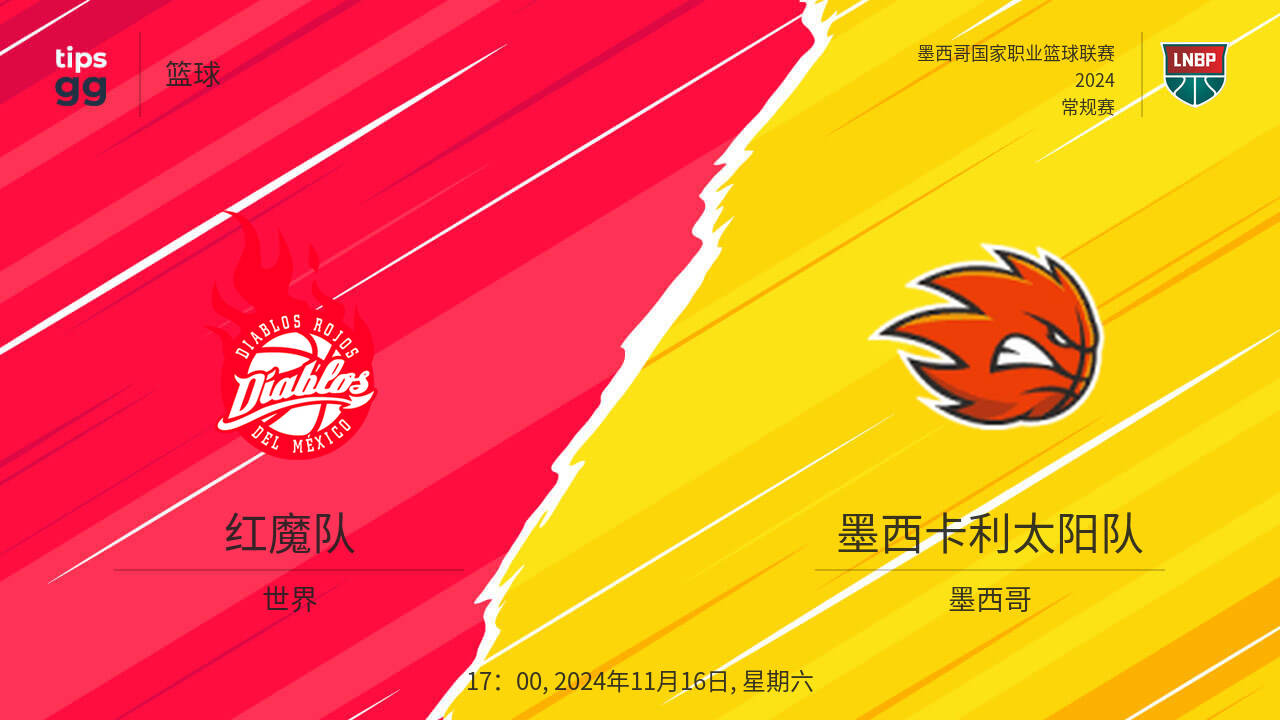 Diablos Rojos对阵Soles de Mexicali，2024年11月16日，在LNBP 2024，篮球 | Tips.GG