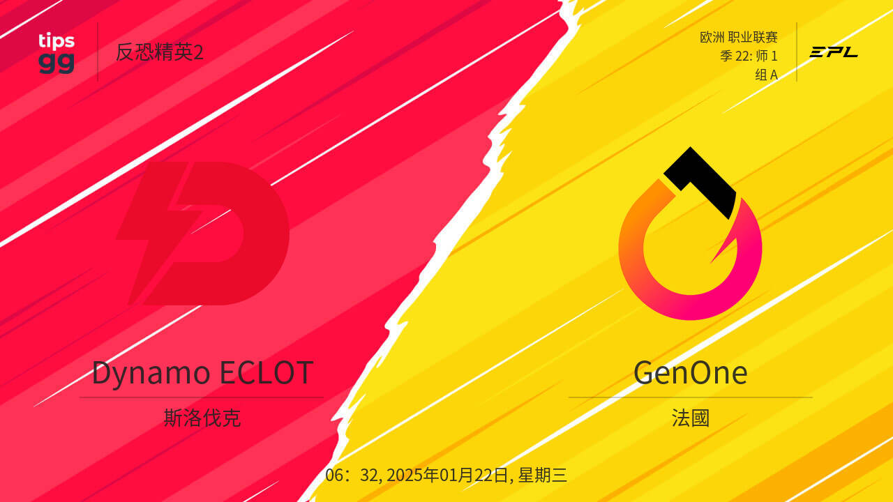 Dynamo ECLOT对阵GenOne，2025年01月22日，在欧洲 职业联赛 季 22: 师 1，反恐精英2 | Tips.GG