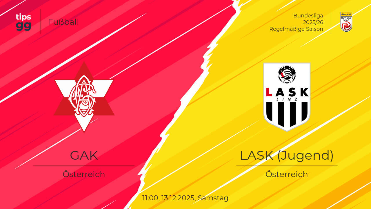 GAK – LASK (Jugend) Tipp & Prognose am 13.12.2025 | Fußball | Tips.GG