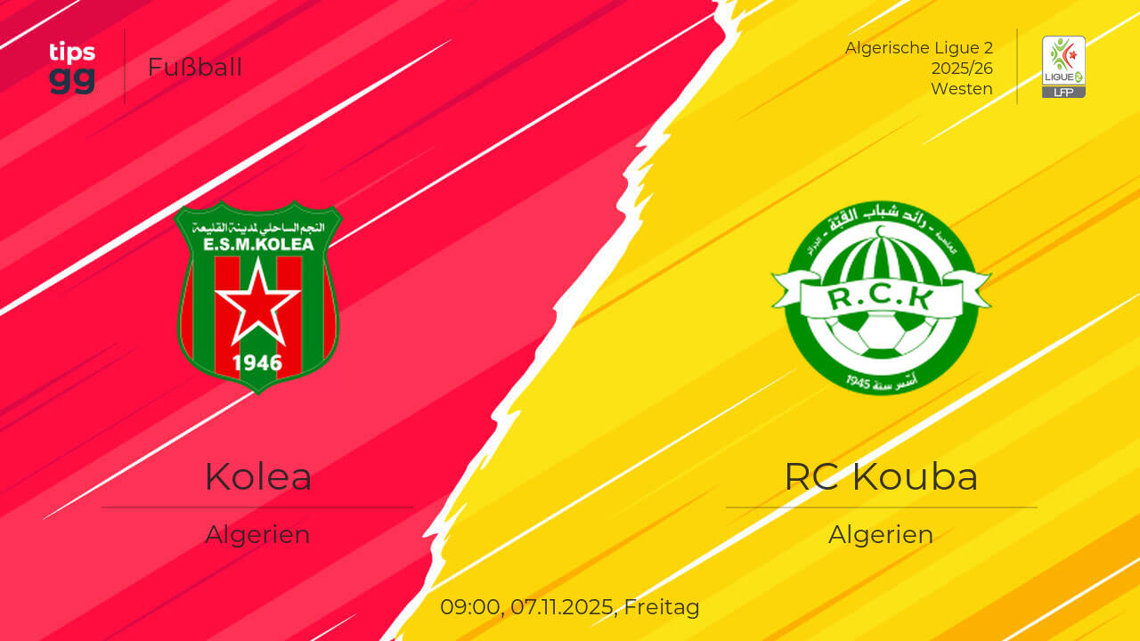 Kolea – RC Kouba Live-Ergebnis 07.11.2025 - heute Spielergebnisse | Tips.GG