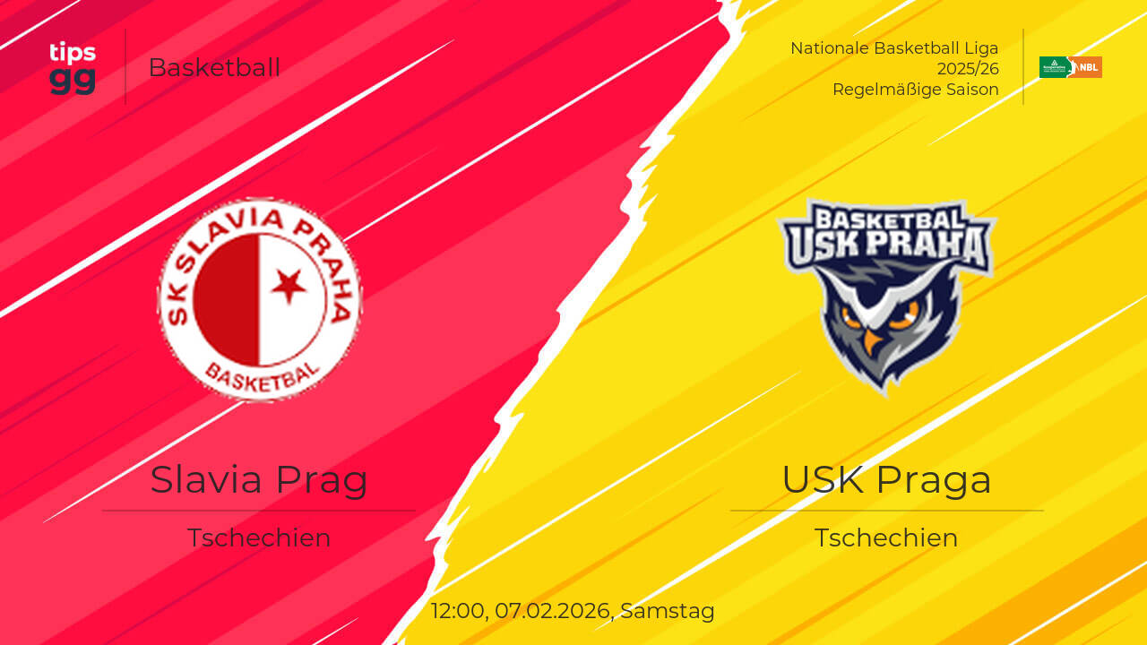 Slavia Prag gegen USK Praga am 07.02.2026 bei der Nationale Basketball ...