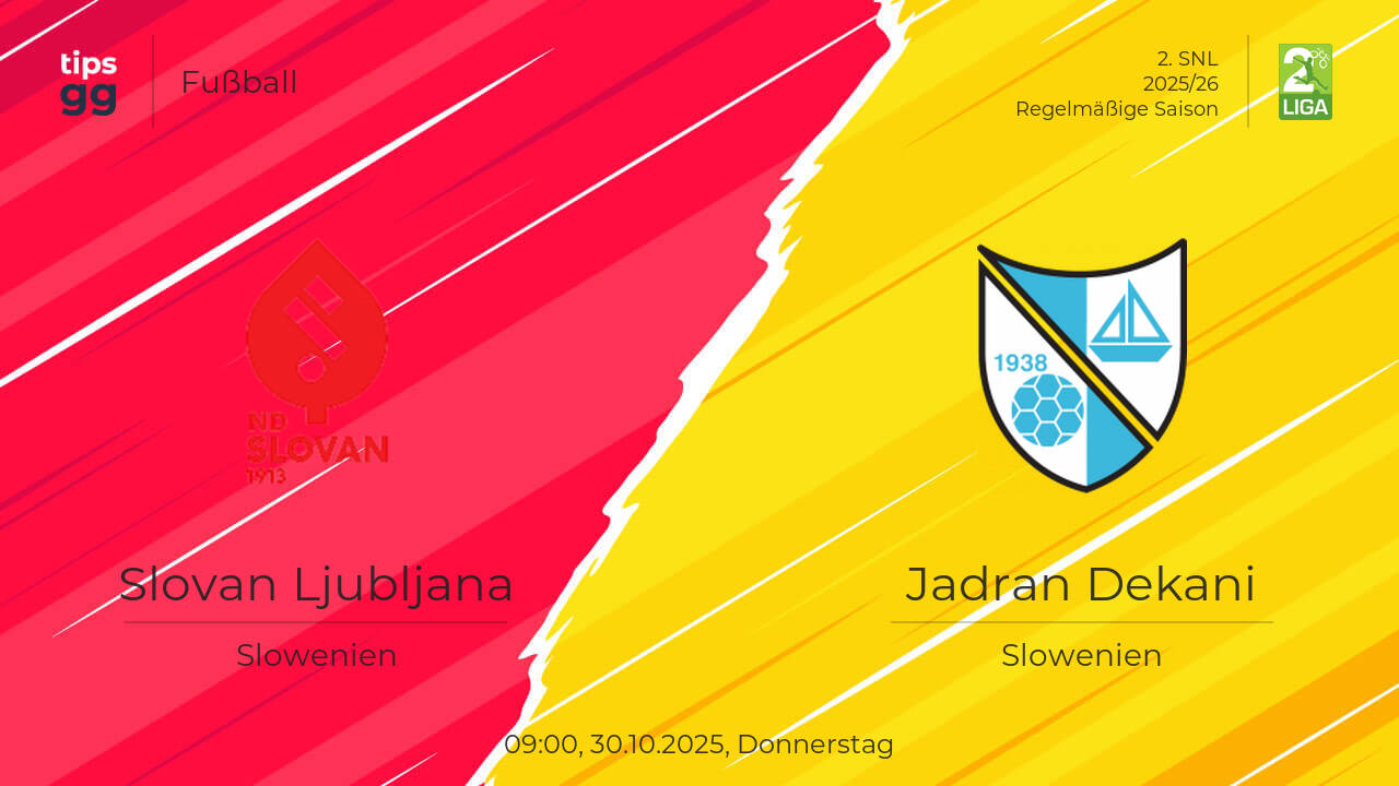 Slovan Ljubljana – Jadran Dekani Tipp & Prognose am 30.10.2025 ...