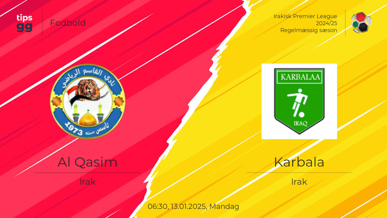 Al Qasim vs Karbala 13.01.2025 ved Irakisk Premier League 2024/25 ...
