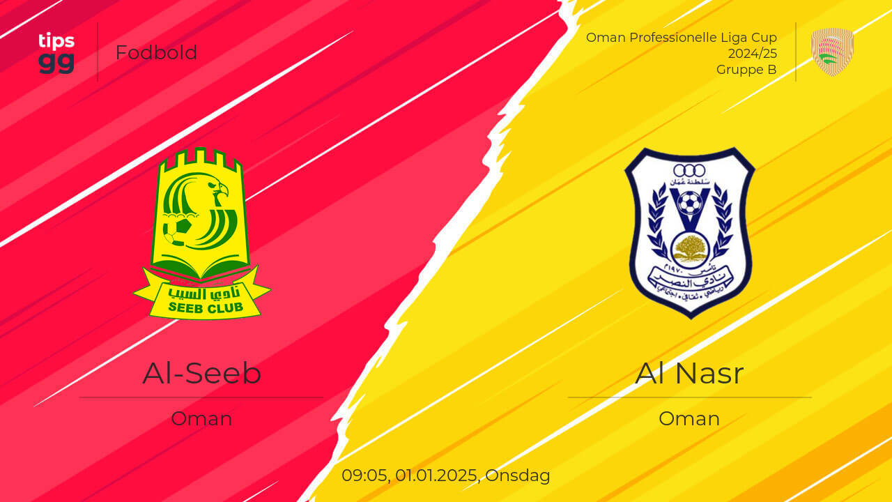 Al-Seeb vs Al Nasr 01.01.2025 ved Oman Professionelle Liga Cup 2024/25 ...