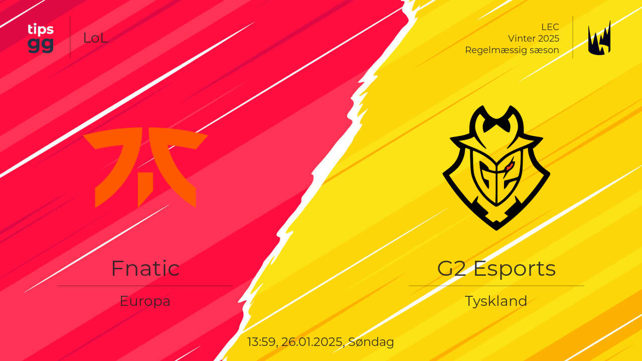 Fnatic vs G2 Esports 26.01.2025 – Kampforudsigelser | LoL | Tips.GG