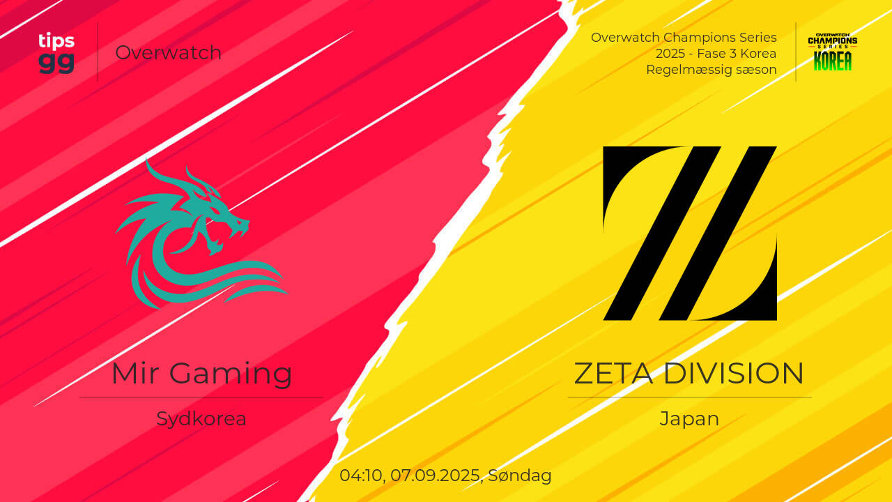 Mir Gaming vs ZETA DIVISION 07.09.2025 – Kampforudsigelser | Overwatch ...