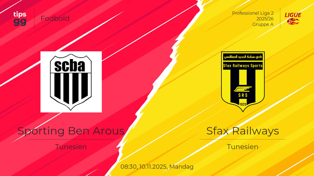 Sporting Ben Arous vs Sfax Railways 10.11.2025 – Live Odds og ...