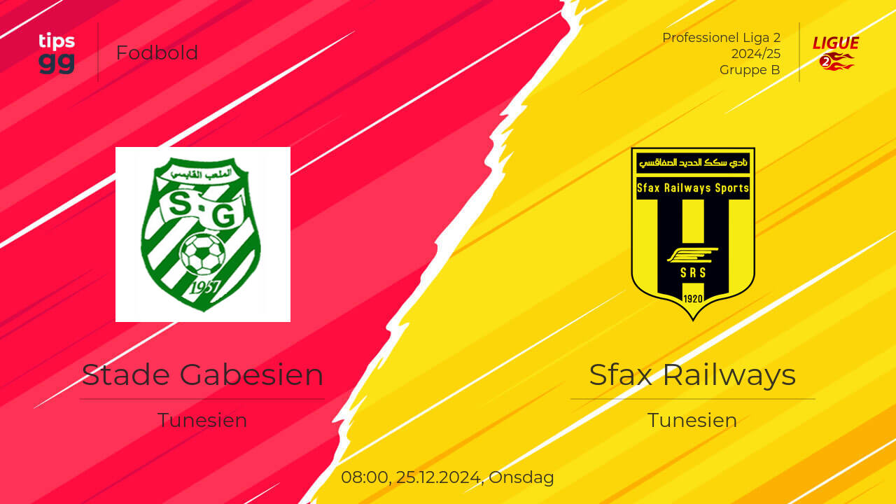 Stade Gabesien vs Sfax Railways 25.12.2024 ved Professionel Liga 2 2024 ...