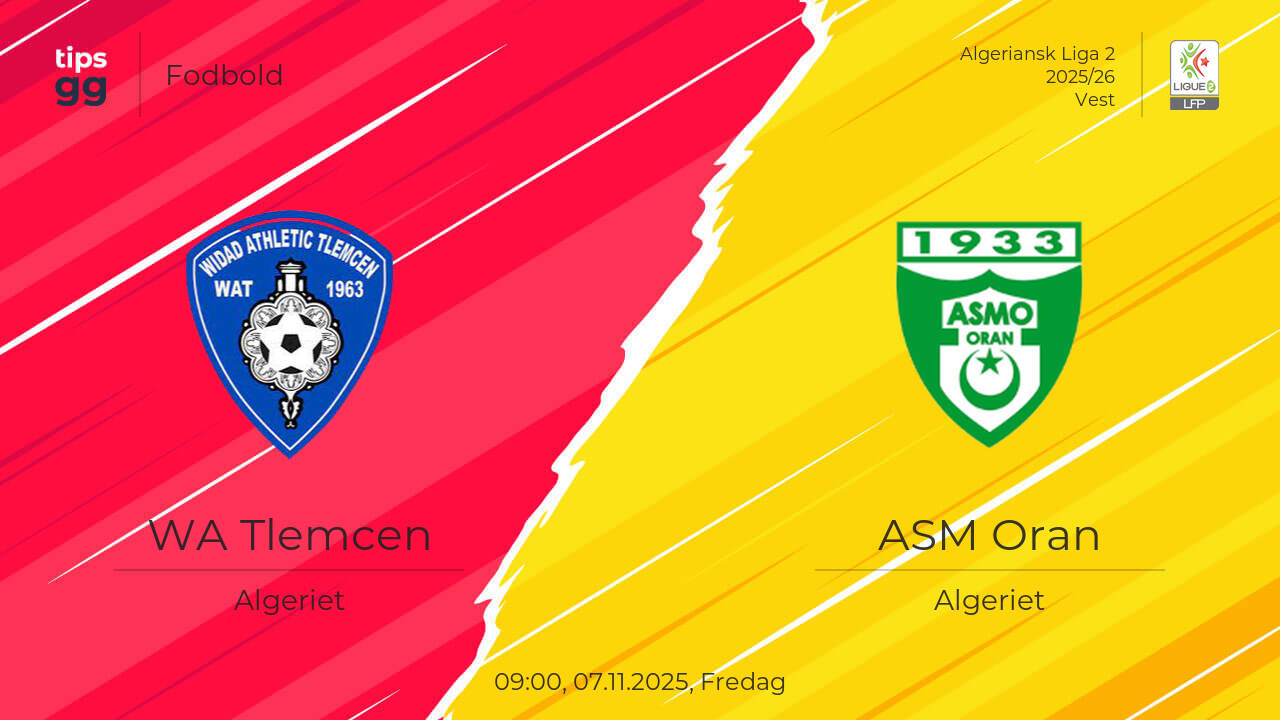 WA Tlemcen – ASM Oran 07.11.2025 – Kampforudsigelser | Fodbold | Tips.GG