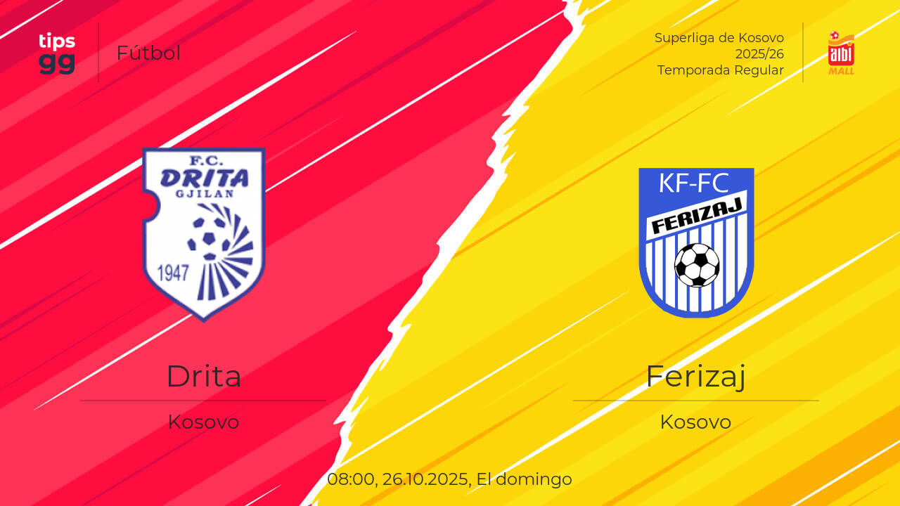 Drita – Ferizaj marcador en vivo 26.10.2025 - resultados partido de hoy ...