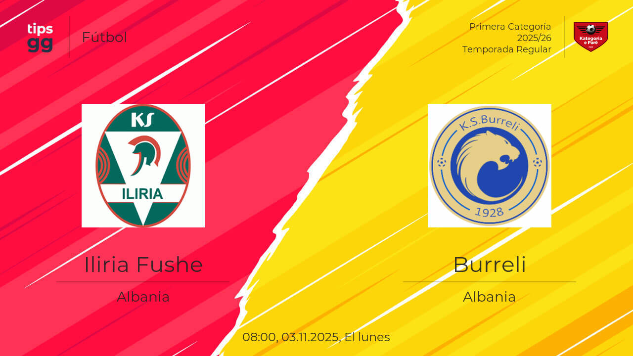 Iliria Fushe vs Burreli Pronóstico el 03.11.2025 | Fútbol | Tips.GG