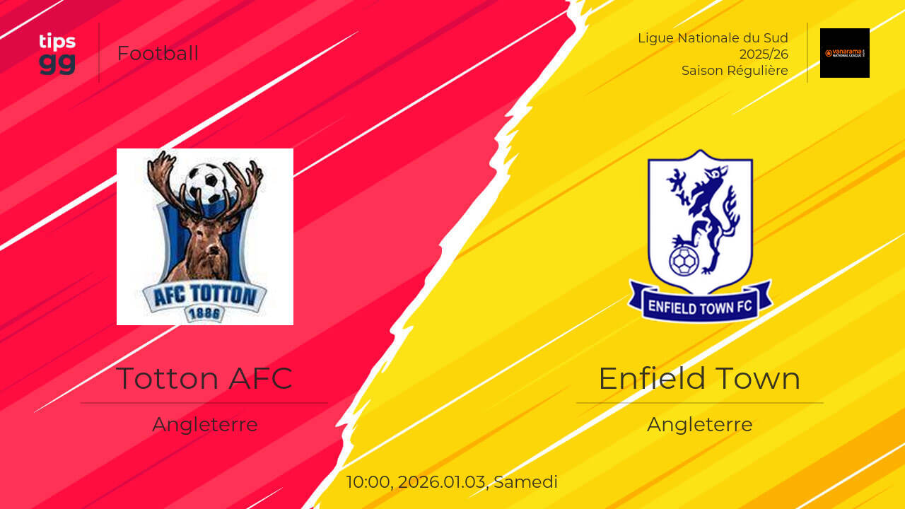 Totton AFC vs Enfield Town 2026.01.03 – Cotes de paris sportifs ...