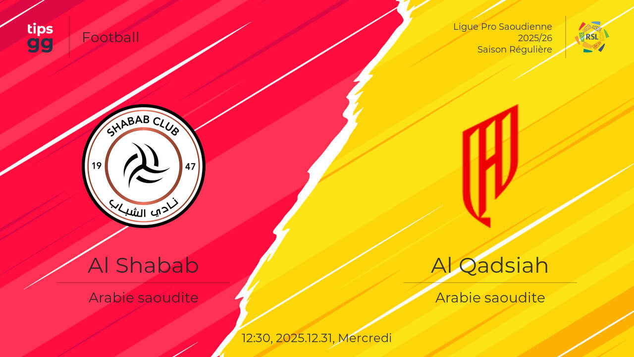 Al Shabab vs Al Qadsiah 2025.12.31 – Cotes de paris sportifs | Football ...