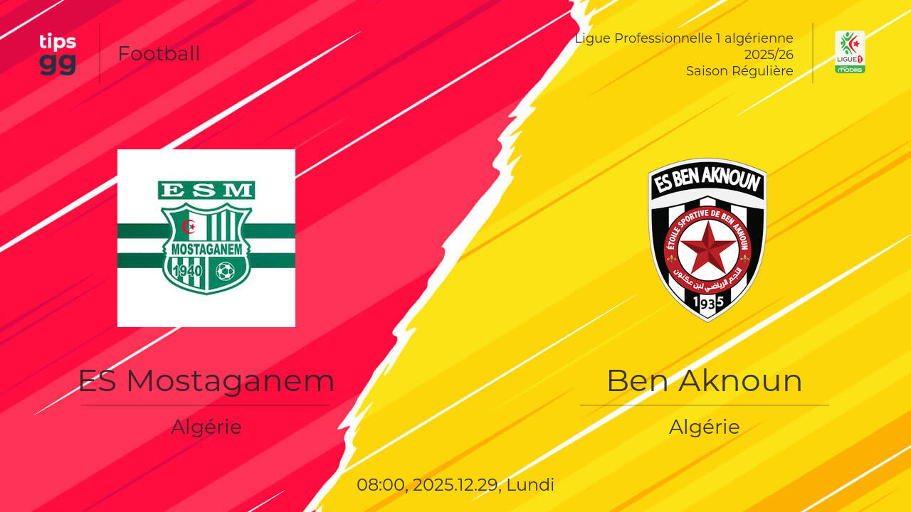 ES Mostaganem vs Ben Aknoun 2025.12.29 – Cotes de paris sportifs ...