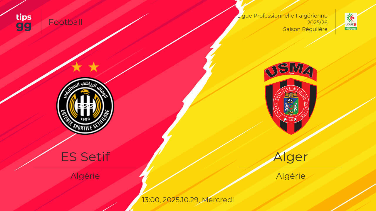 ES Setif vs Alger 2025.10.29 – Prédiction de match | Football | Tips.GG