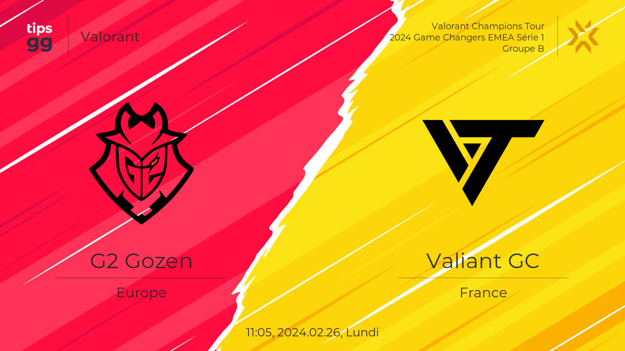 G2 Gozen contre Valiant GC le 2024.02.26 à l'Valorant Champions Tour ...