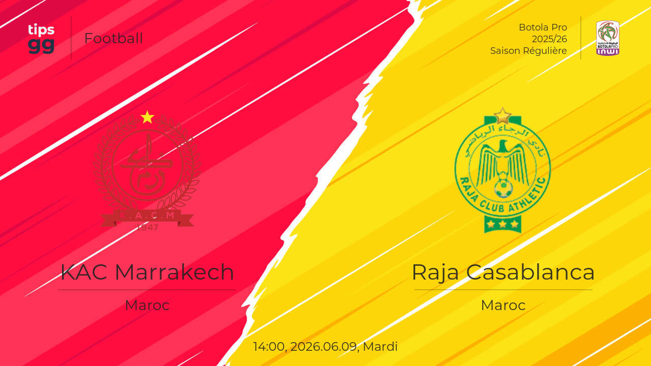 KAC Marrakech – Raja Casablanca score en direct 2026.06.09 - aujourd ...
