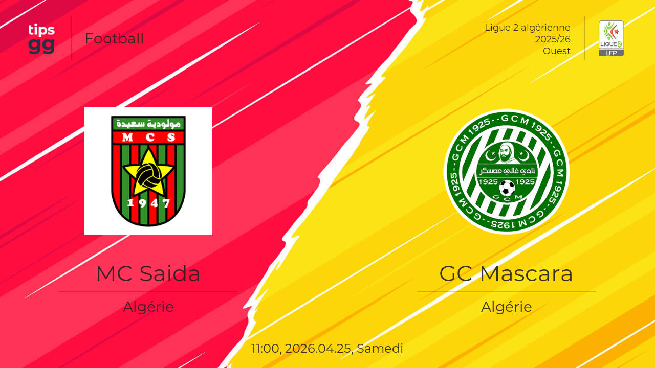 Regardez MC Saida vs GC Mascara 2026.04.27 – Diffusions en direct ...