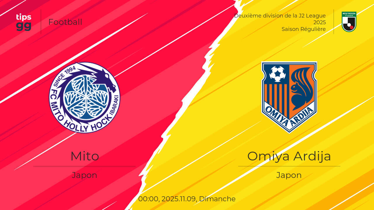 Mito vs Omiya Ardija 2025.11.09 – Prédiction de match | Football | Tips.GG