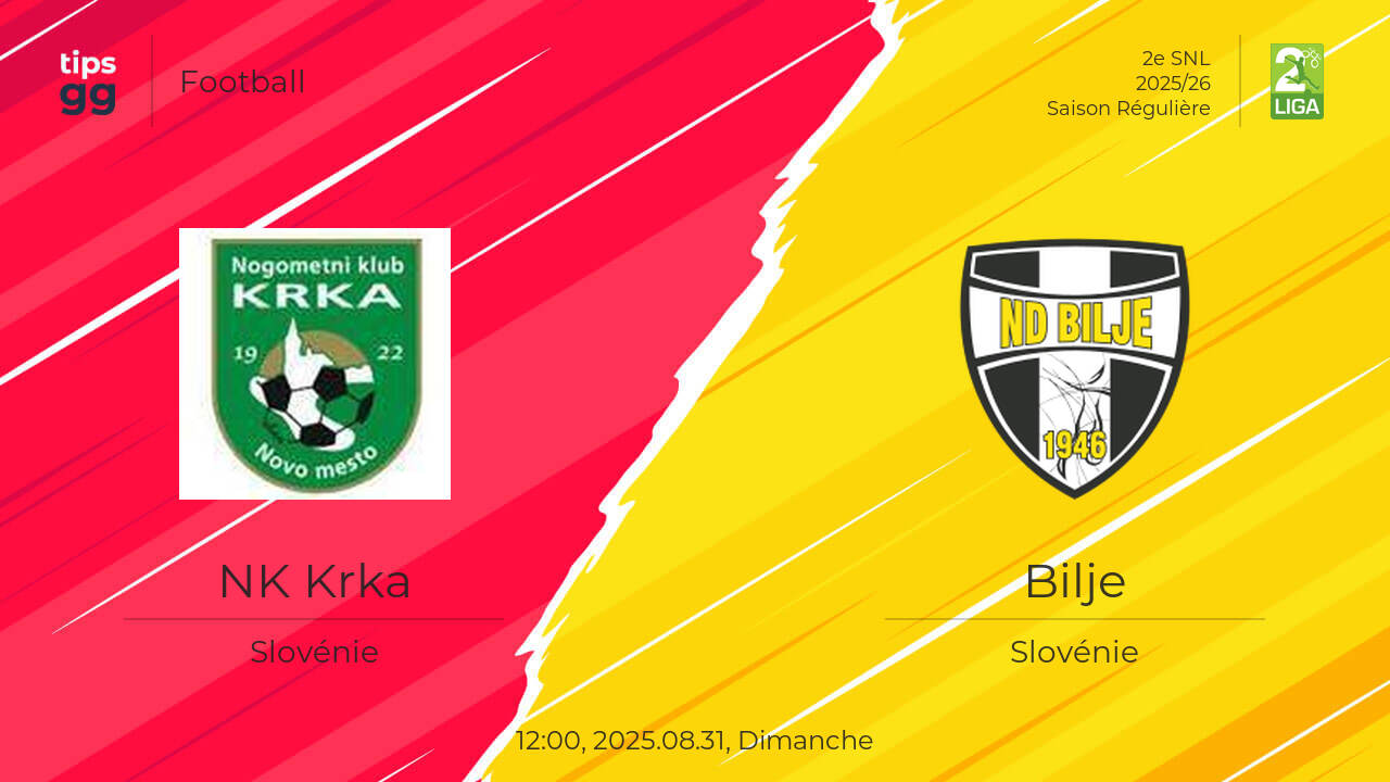 NK Krka vs Bilje 2025.08.31 – Prédiction de match | Football | Tips.GG