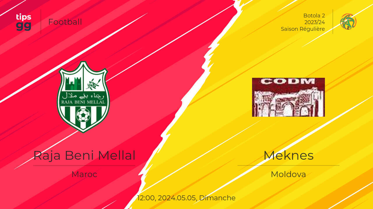 Raja de Beni Mellal vs CODM Meknès 2024.05.05 – Cotes de paris sportifs ...