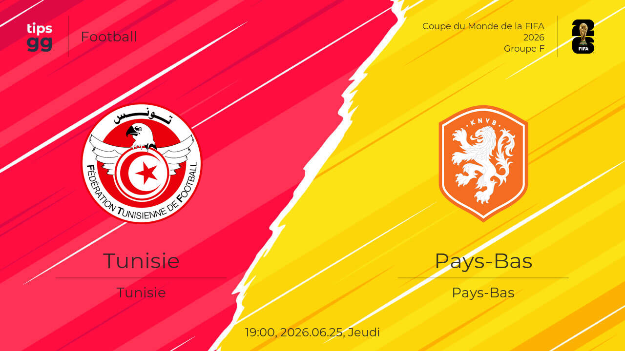 Tunisie – Pays-Bas score en direct 2026.06.25 - aujourd'hui résultats ...