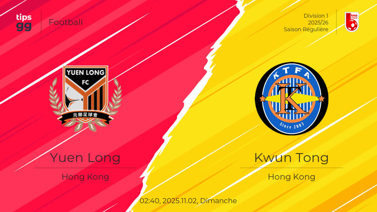 Regardez Yuen Long vs Kwun Tong 2025.11.02 – Diffusions en direct ...