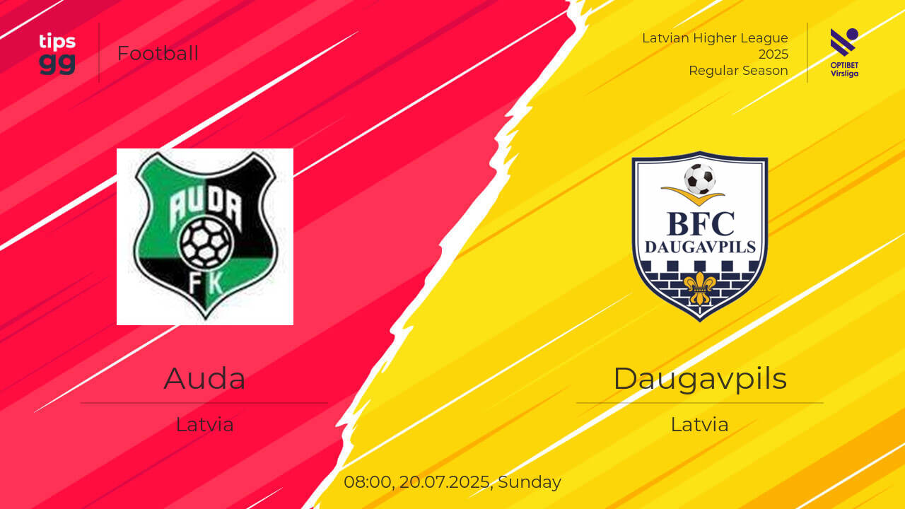 Auda vs Daugavpils 20.07.2025 Match Overview | Tips.GG