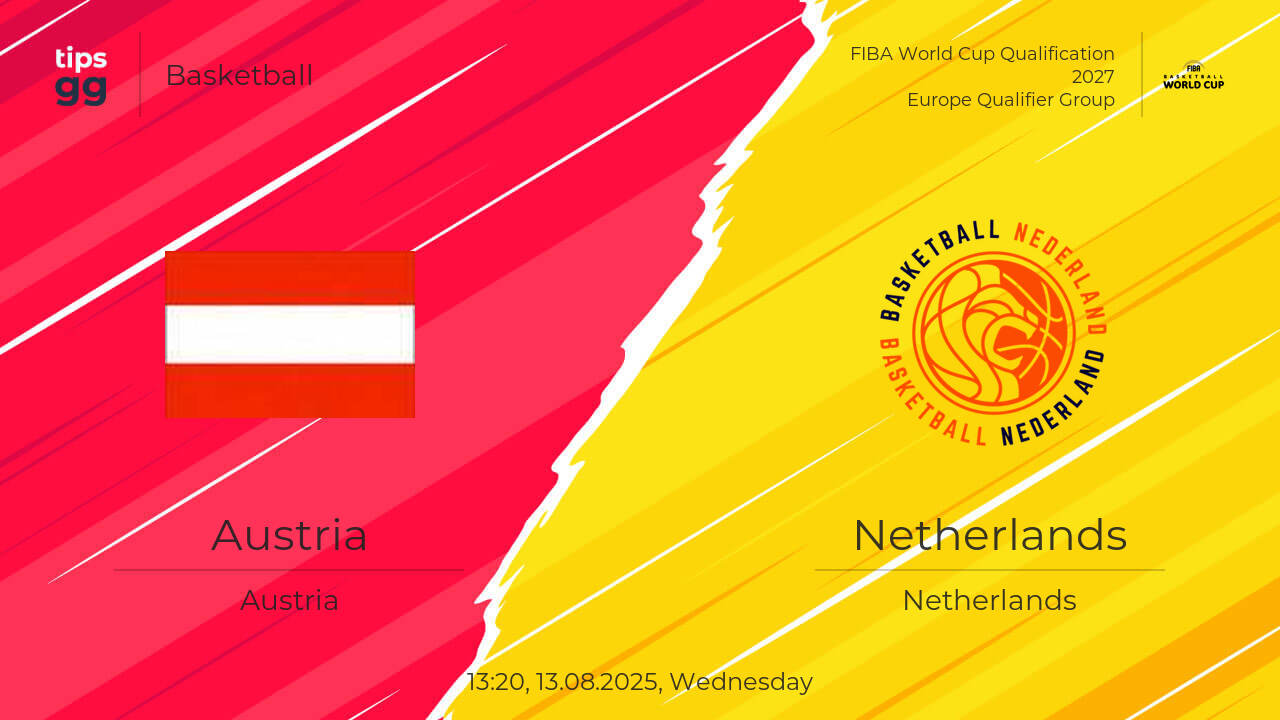 Austria vs Netherlands 13.08.2025 at FIBA World Cup Qualification 2027 ...