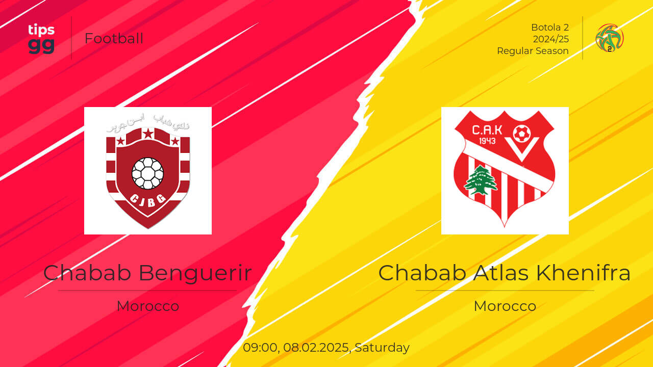 Chabab Benguerir Chabab Atlas Khenifra Odds 08.02.2025 | Tips.GG