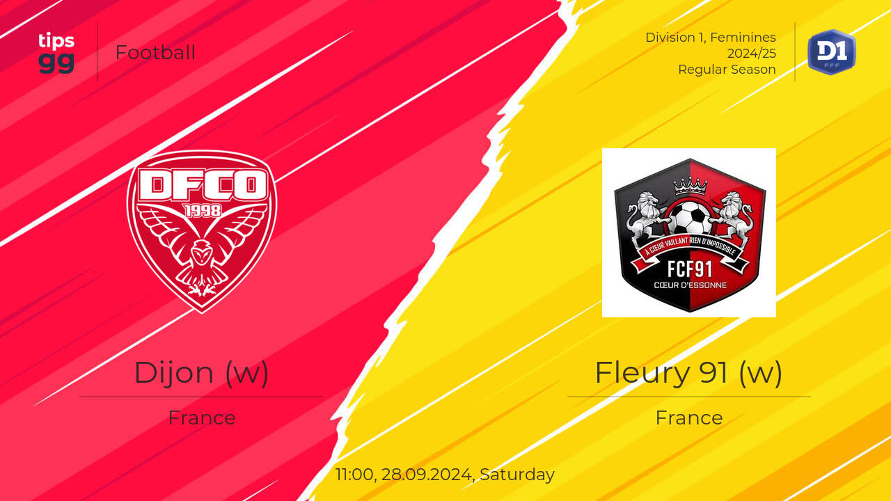 Watch Dijon (w) vs Fleury 91 (w) 28.09.2024 – Live Stream | Football ...