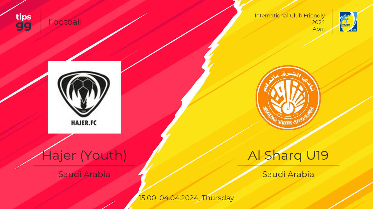 Hajer (Youth) vs Al Sharq U19 04.04.2024 at International Club Friendly ...