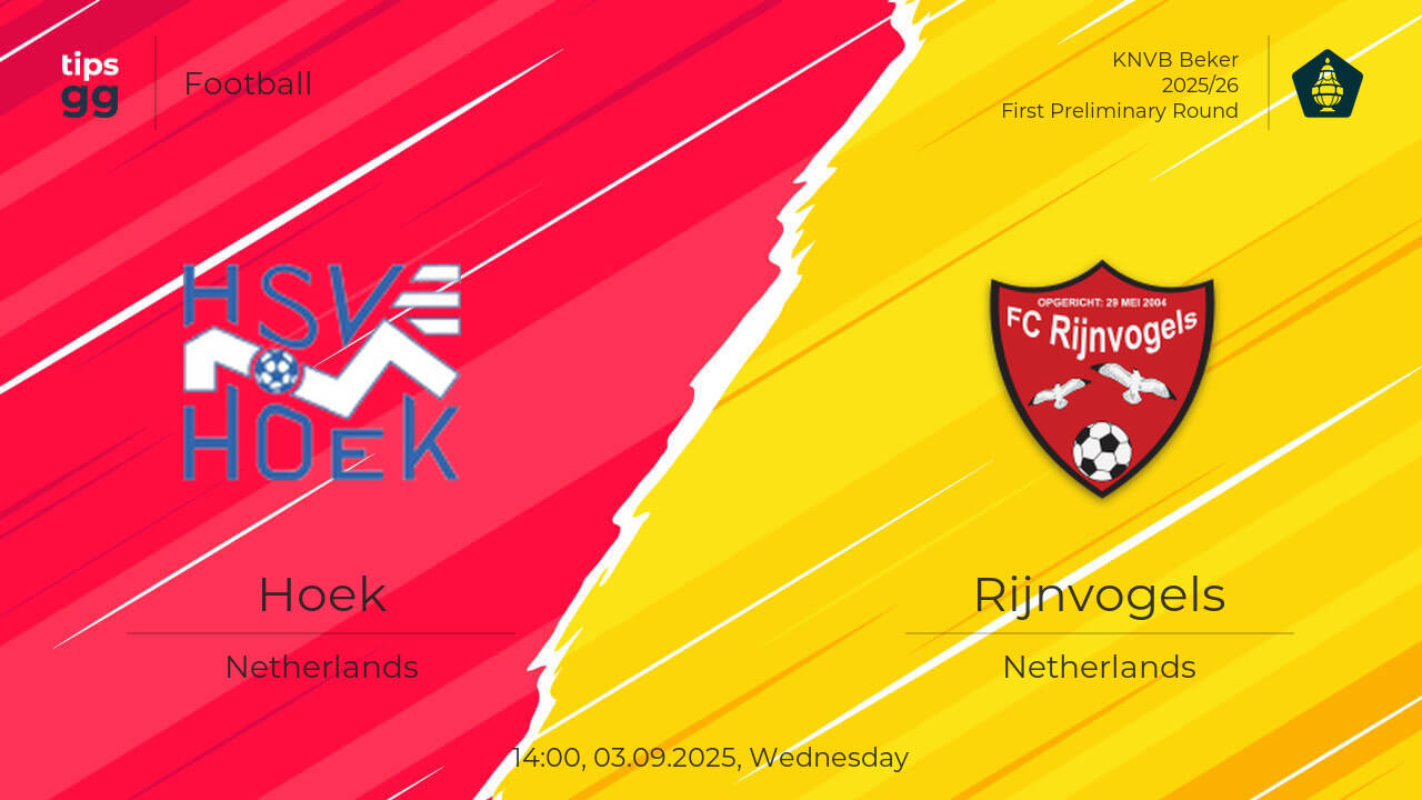 Hoek vs Rijnvogels live score 03.09.2025 – today match results | Tips.GG