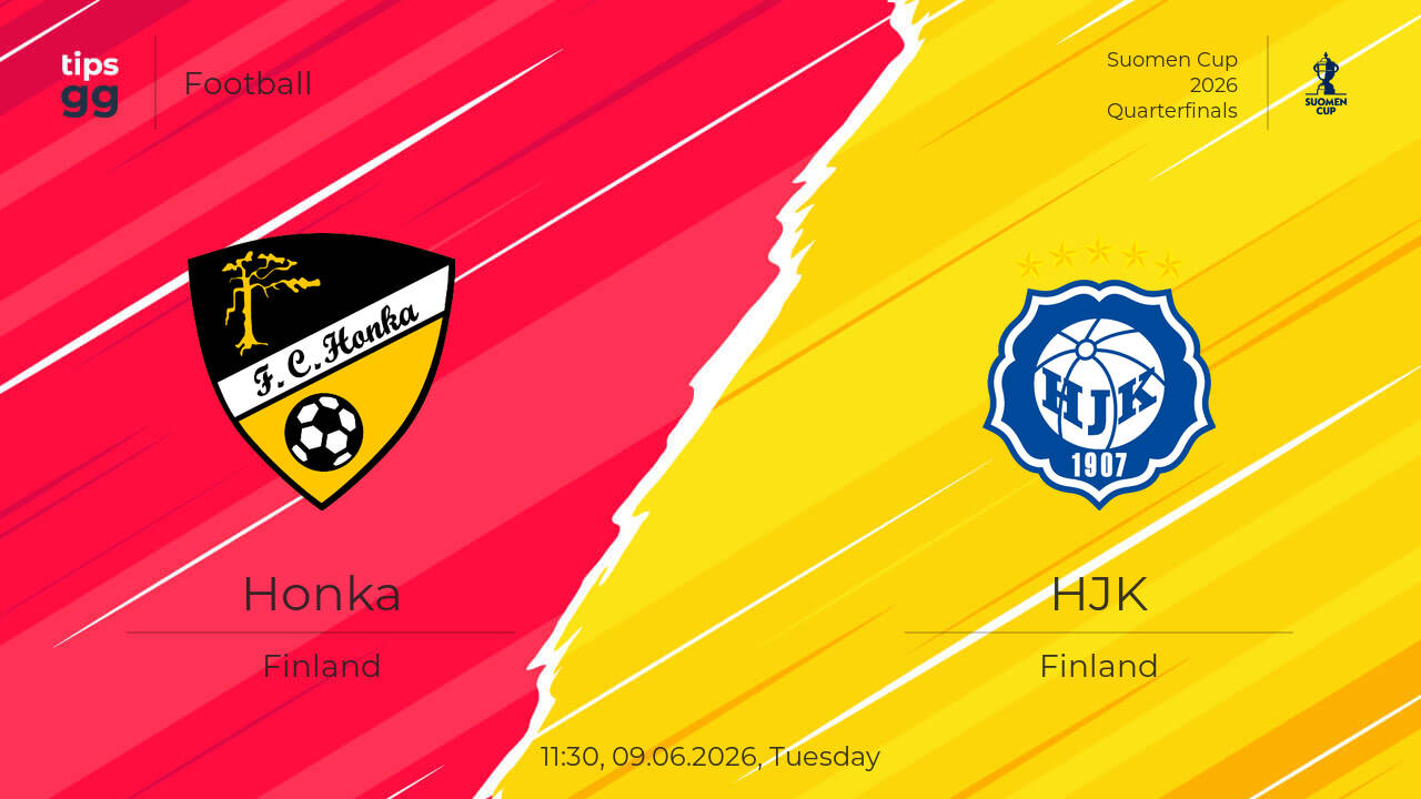 Honka vs HJK live score 09.06.2026 – today match results | Tips.GG