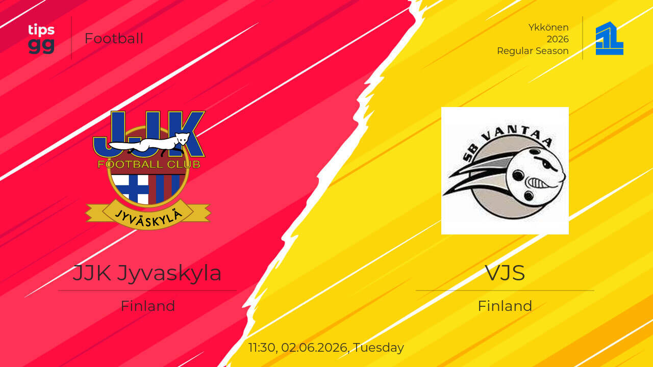 JJK Jyvaskyla vs VJS live score 02.06.2026 – today match results | Tips.GG