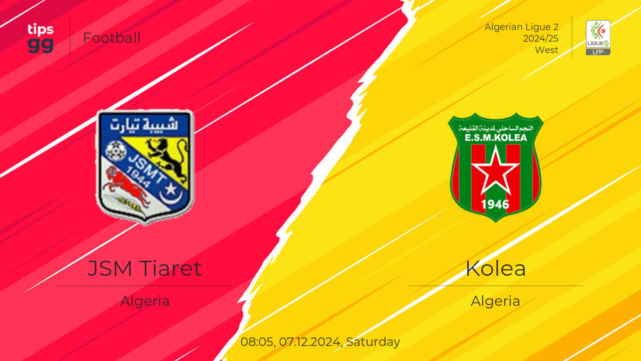 Watch JSM Tiaret vs ESM Kolea 06.12.2024 – Live Stream | Football | Tips.GG