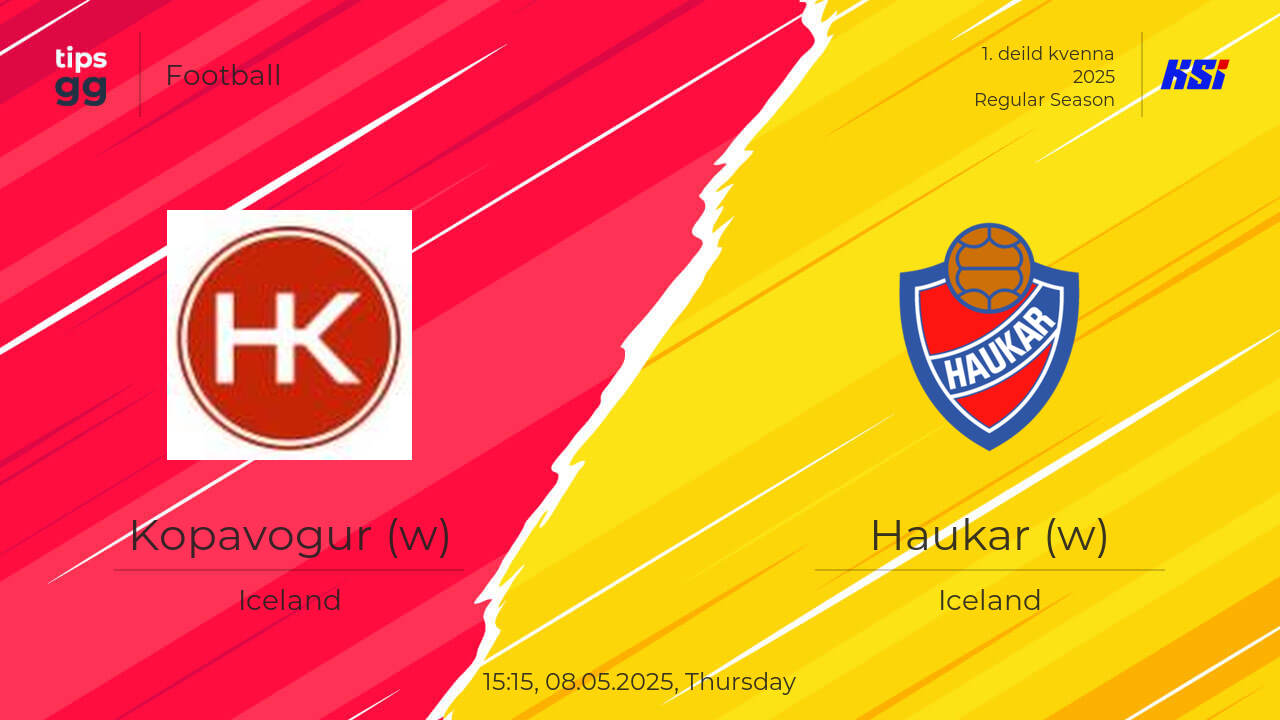Kopavogur (w) vs Haukar (w) 09.05.2025 Match Overview | Tips.GG