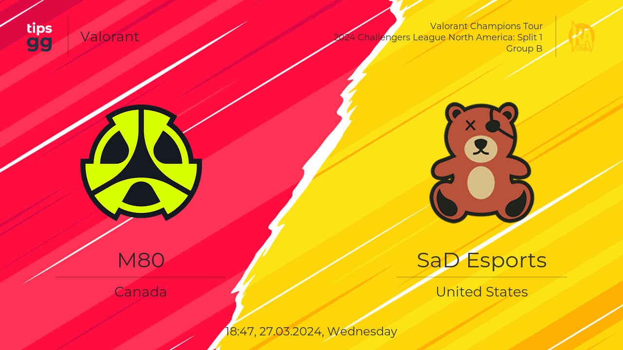 M80 vs SaD Esports 27.03.2024 – Match Prediction | Valorant | Tips.GG