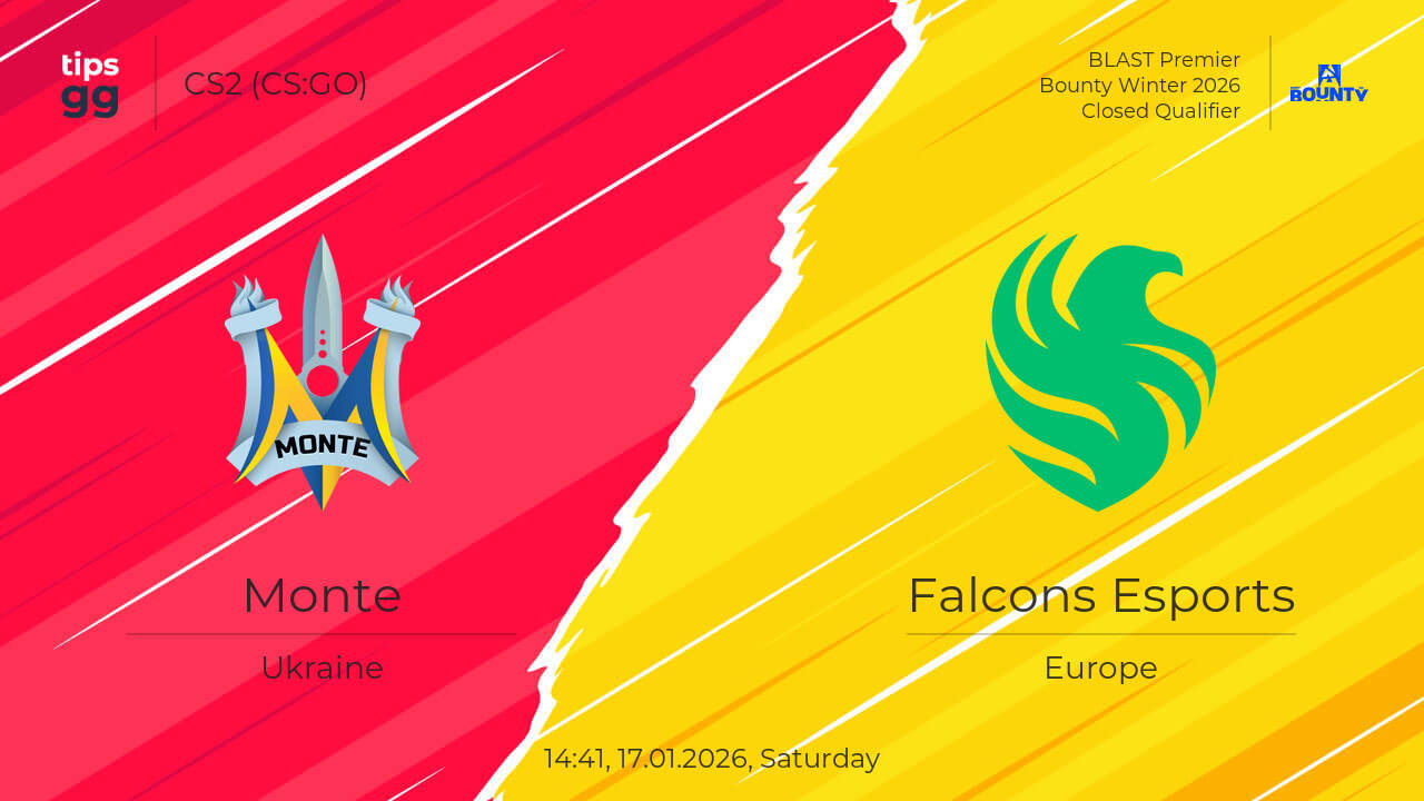 Monte vs Falcons Esports 17.01.2026 at BLAST Premier Bounty Winter 2026 ...