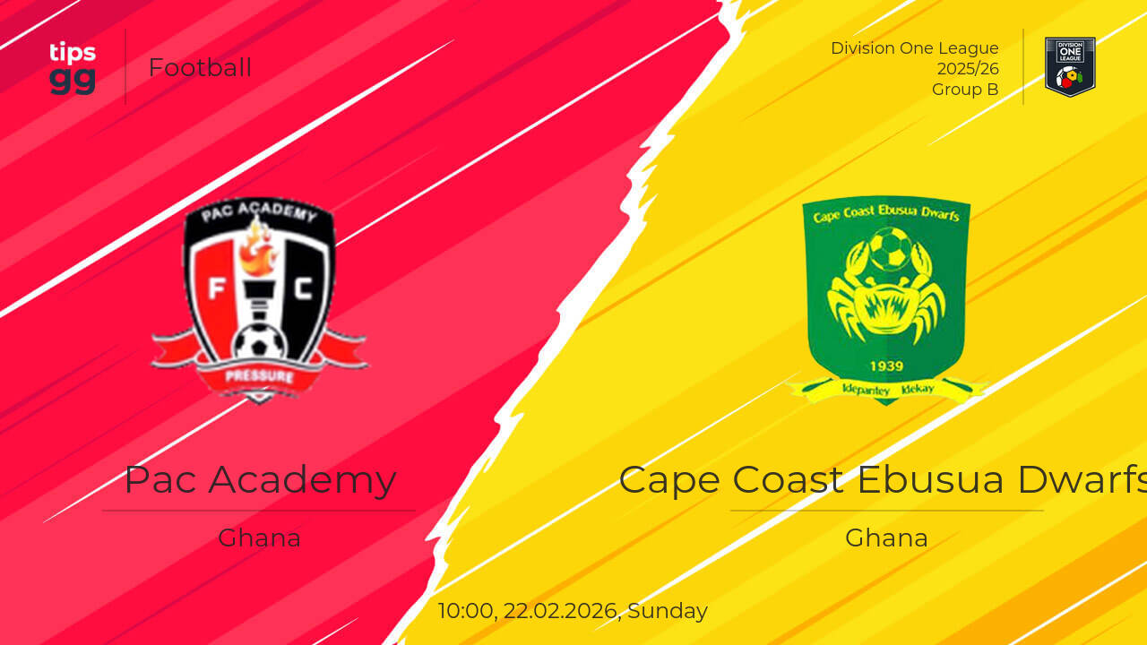 Where to Watch Pac Academy vs Cape Coast Ebusua Dwarfs 21.02.2026 | Tips.GG
