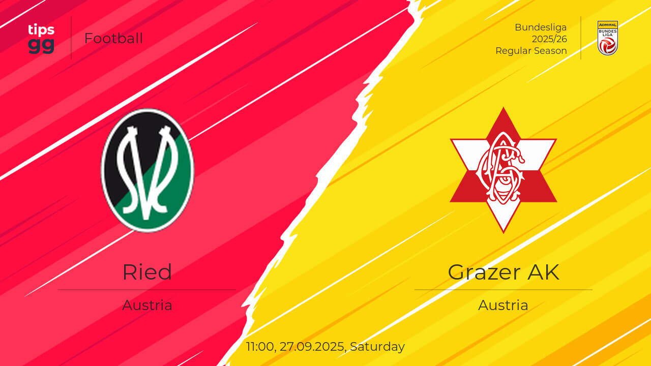 Ried vs Grazer AK live score 27.09.2025 – today match results | Tips.GG