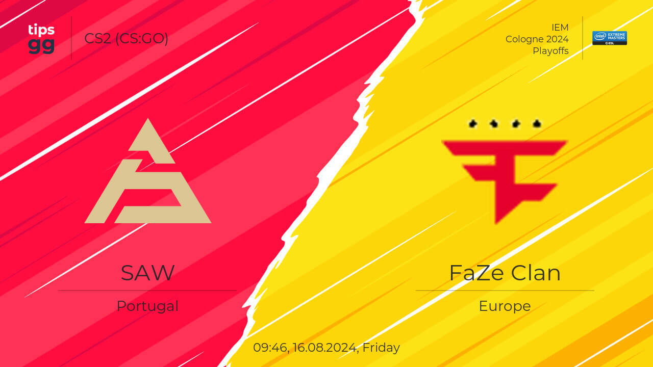 SAW vs FaZe Clan 16.08.2024 at IEM Cologne 2024 | CS2 (CS:GO) | Tips.GG