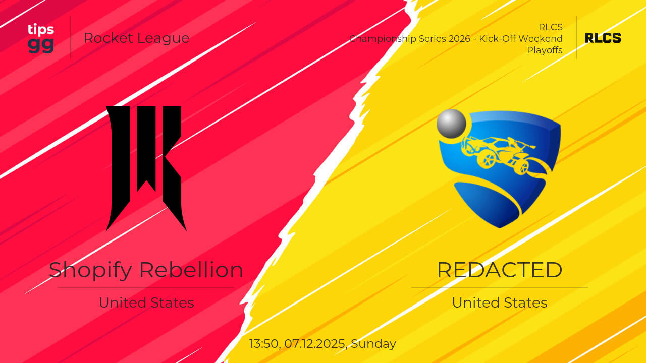 Shopify Rebellion vs REDACTED 07.12.2025 Odds | Rocket League | Tips.GG