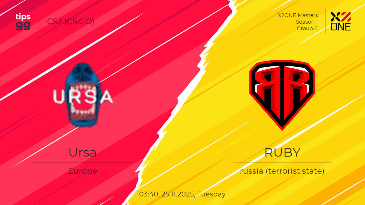 Ursa vs RUBY 25.11.2025 at X2ONE Masters Season 1 | CS2 (CS:GO) | Tips.GG