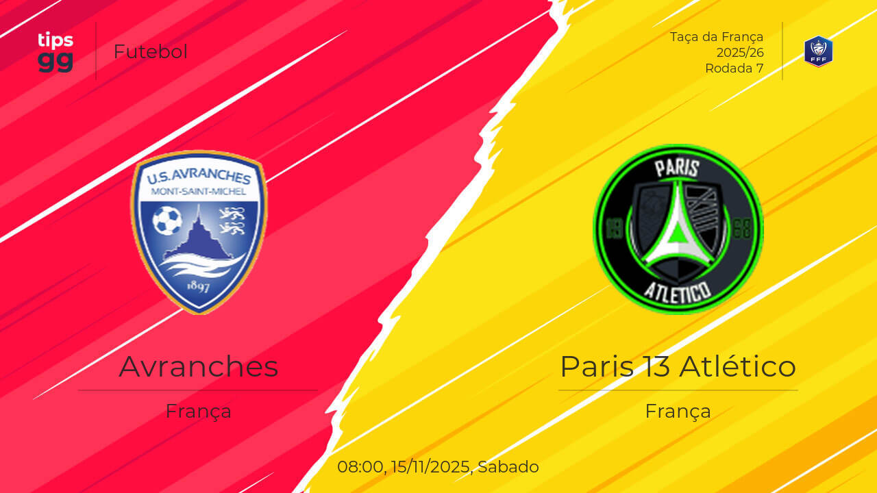 Avranches x Paris 13 Atlético Palpite | 15/11/2025 | Futebol | Tips.GG