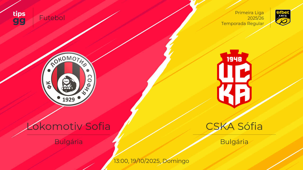 Lokomotiv Sofia x CSKA Sófia Palpite | 19/10/2025 | Futebol | Tips.GG