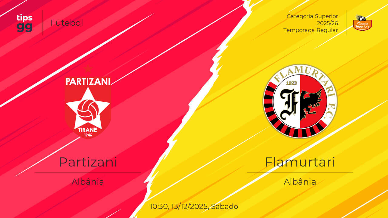 Partizani x Flamurtari live score 13/12/2025 - resultados dos jogos de ...