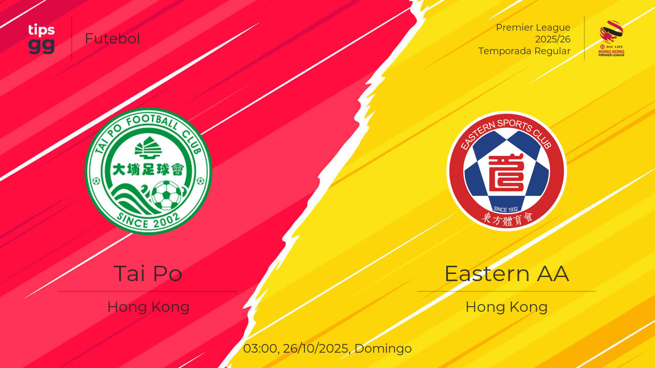Tai Po x Eastern AA Palpite | 26/10/2025 | Futebol | Tips.GG