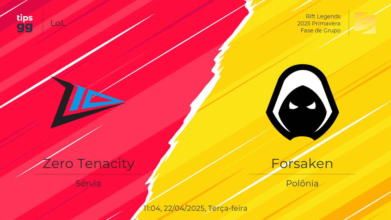 Zero Tenacity x Forsaken 22/04/2025 – Palpite dos Jogo | LoL | Tips.GG