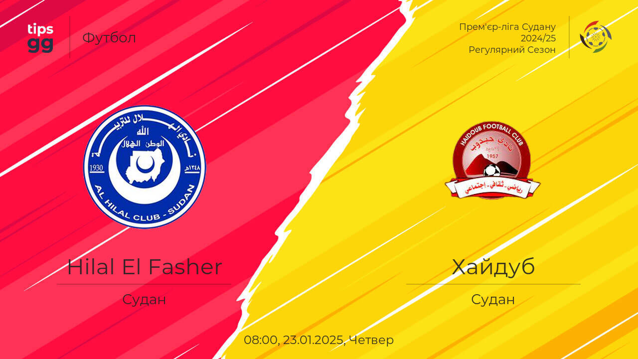 Hilal El Fasher проти Хайдуб від 23.01.2025 на Sudan Прем'єр-ліга 2024/ ...
